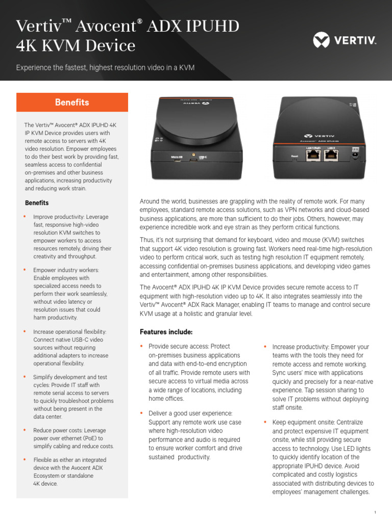 Vertiv Avocent Adx Ipuhd 4K KVM Device: Benefits | Download Free PDF ...