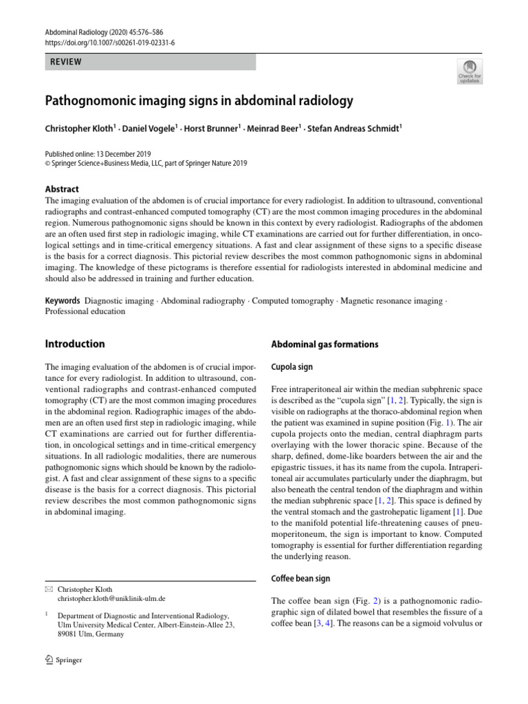 Pathognomonic Imaging Signs in Abdominal Radiology | PDF | Medical ...