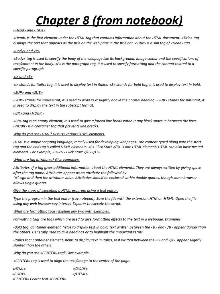 Cambridge Checkpoint Notes English | PDF | Html Element | Html