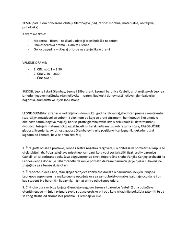 GOSPODA GLEMBAYEVI - Glavni Elementi | PDF