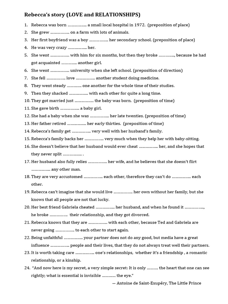 Love and Relationships Exercise On Phrasal Verbs A 93511 | PDF | Syntax ...