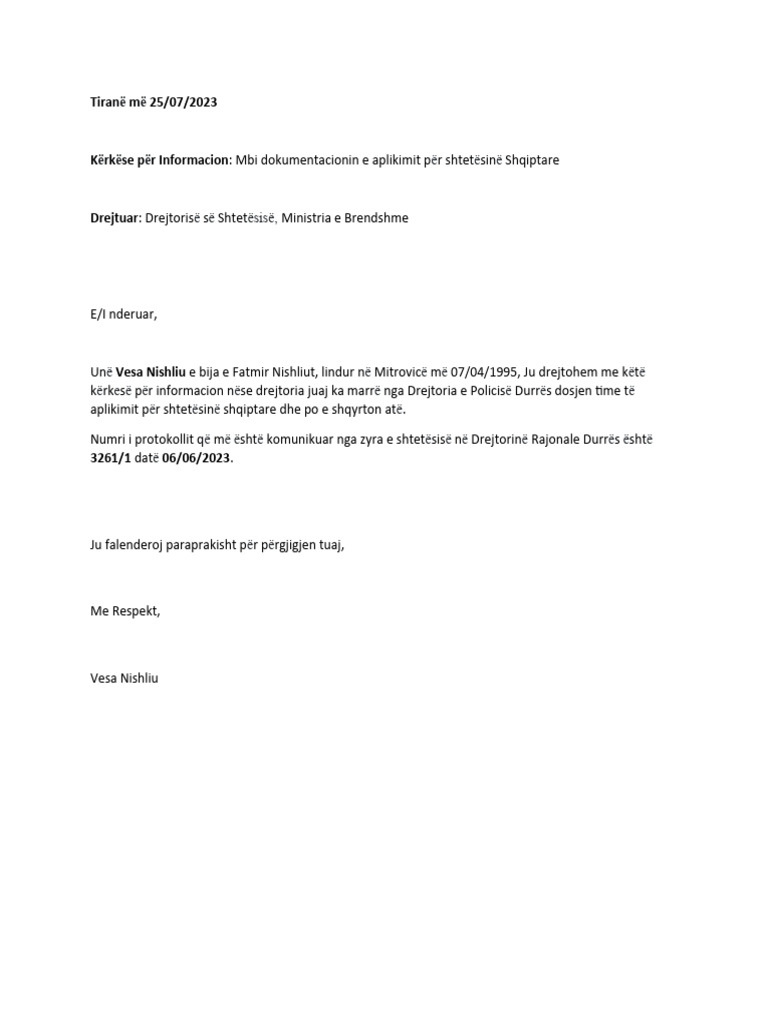 Kerkese Per Informacion | PDF