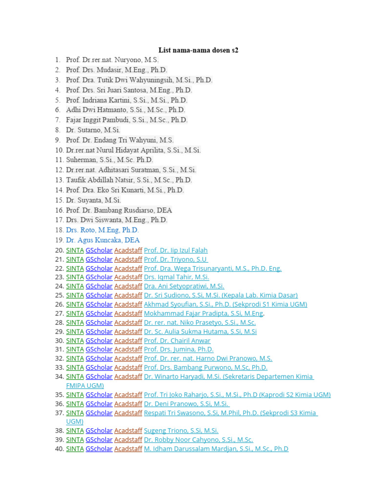 List Nama-Nama Dosen | PDF