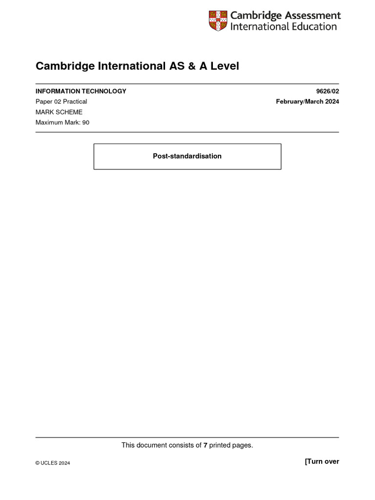 Cambridge International AS & A Level: Information Technology 9626/02 ...