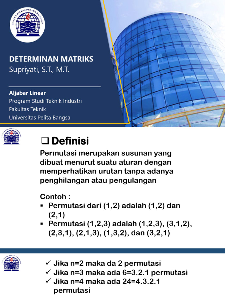 PERMUTASI DAN DETERMINAN MATRIKS - Pertemuan 5 | PDF