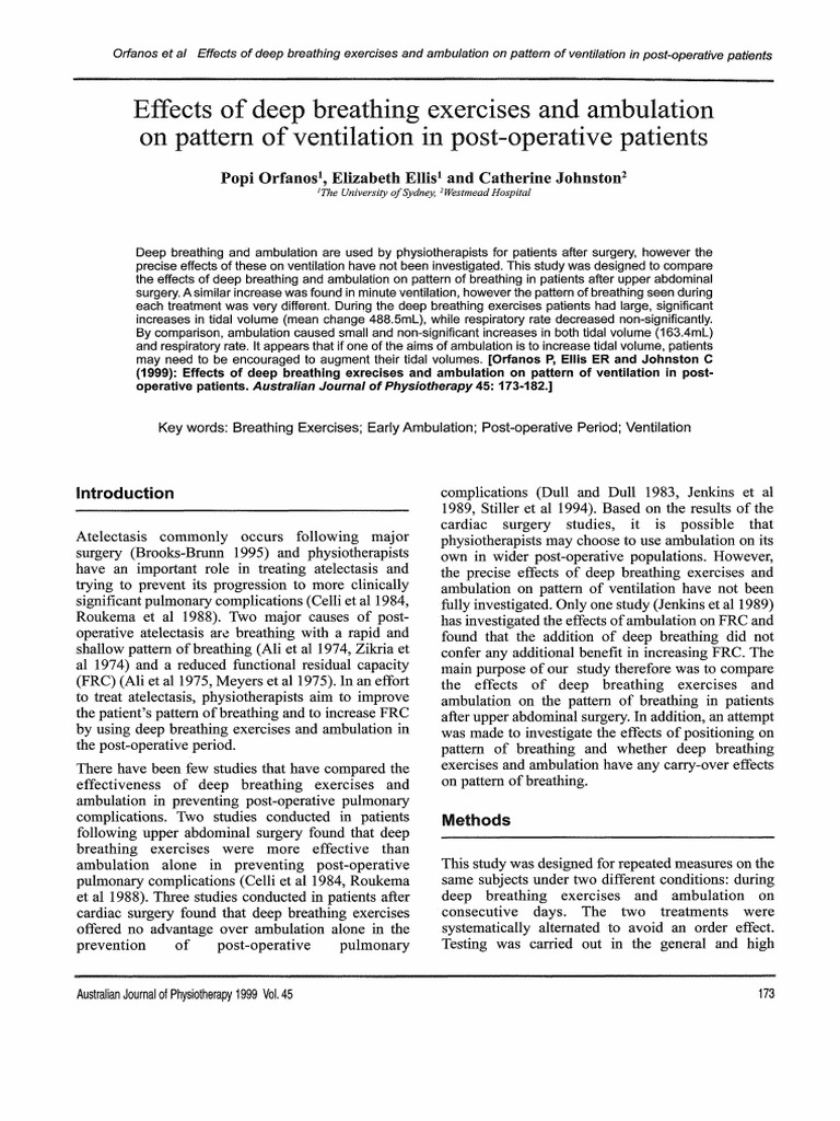 Effect Deep Breathing and Ambulation For Recovery | PDF