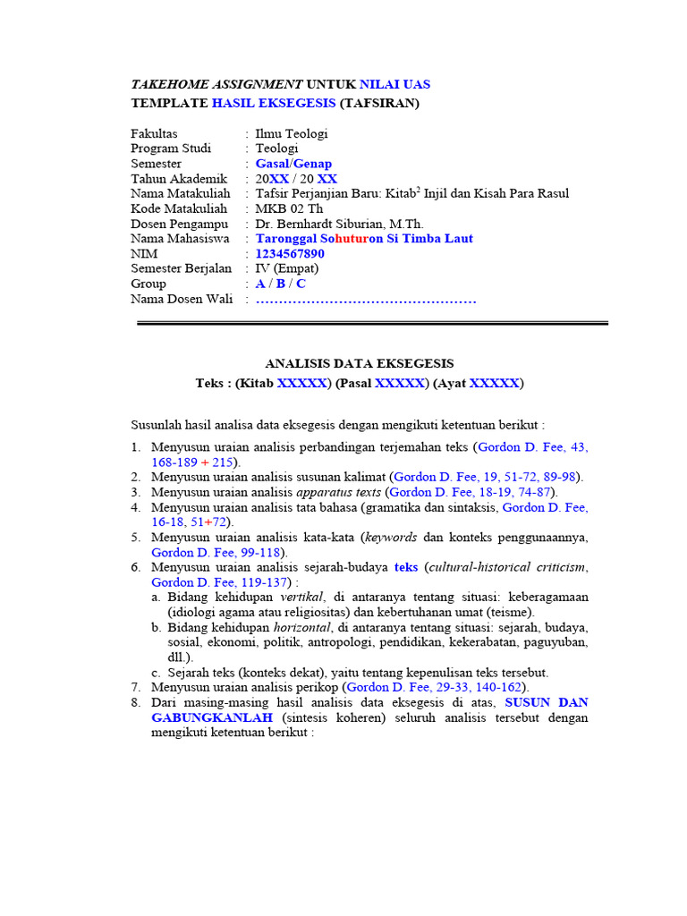 11. Template Lembar Jawaban UAS Tafsir PB 1 | PDF