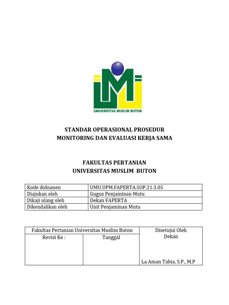 5 Sop Monitoring Dan Evaluasi Kerjasama | PDF
