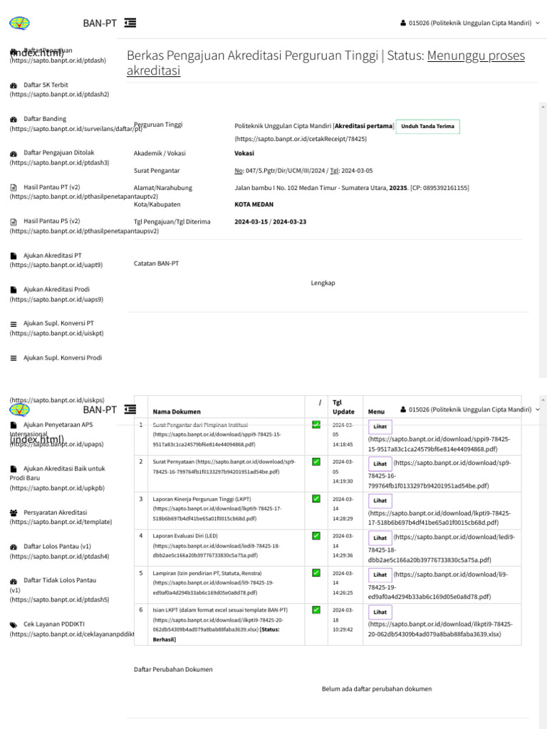 Ban-Pt - Berkas Pengajuan Diterima | PDF