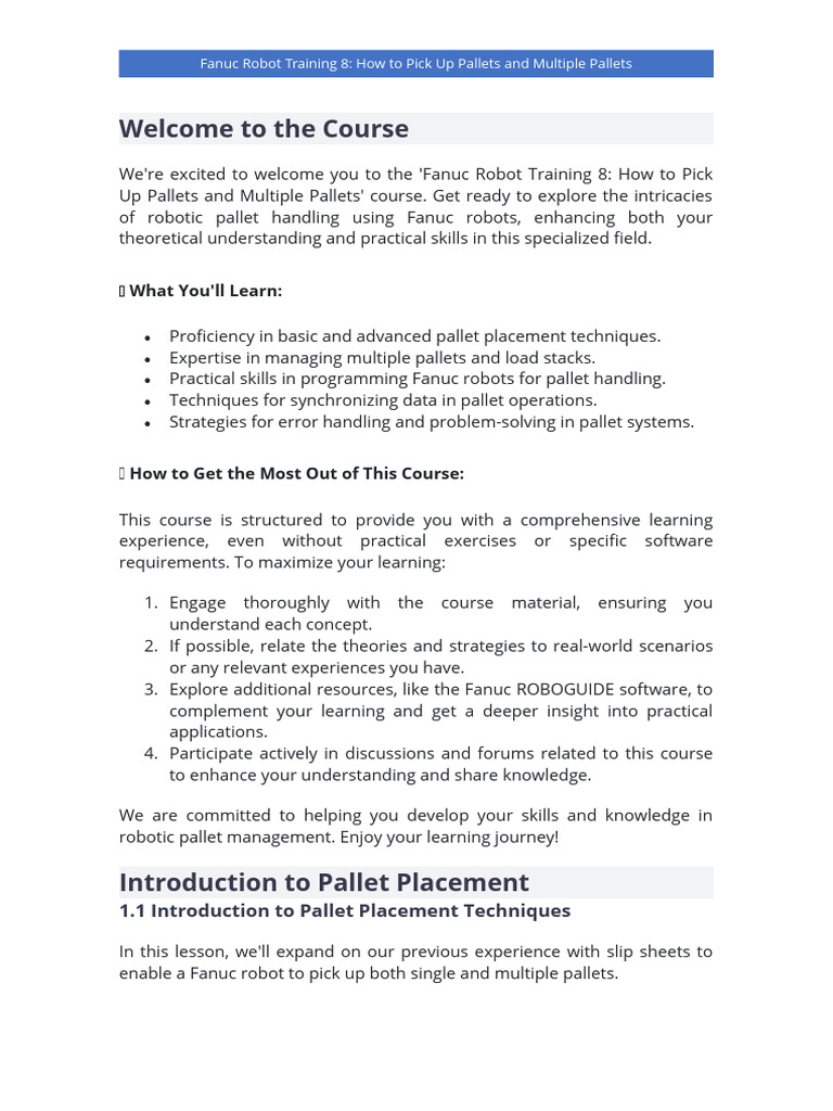 0 - Intro - Fanuc Robot Training 8 How To Pick Up Pallets and Multiple ...