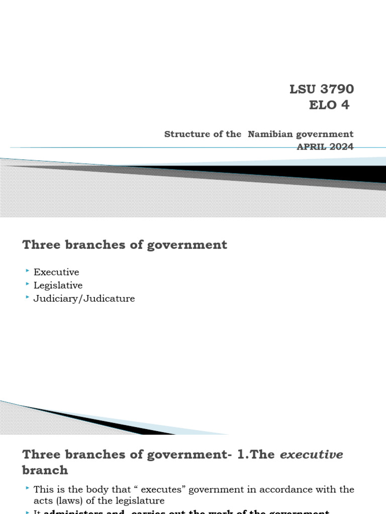 Structure of Namibian Government | PDF | Legislature | Judiciaries