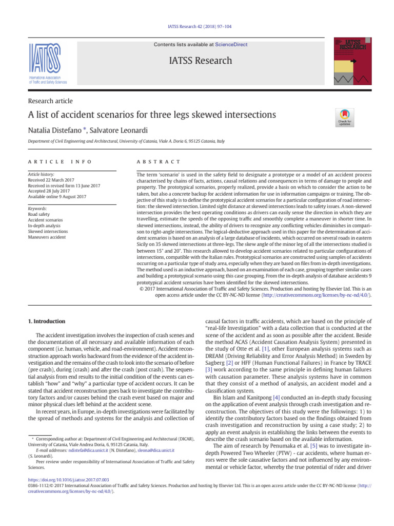 A List of Accident Scenarios For Three Legs Skewed Intersections | PDF ...