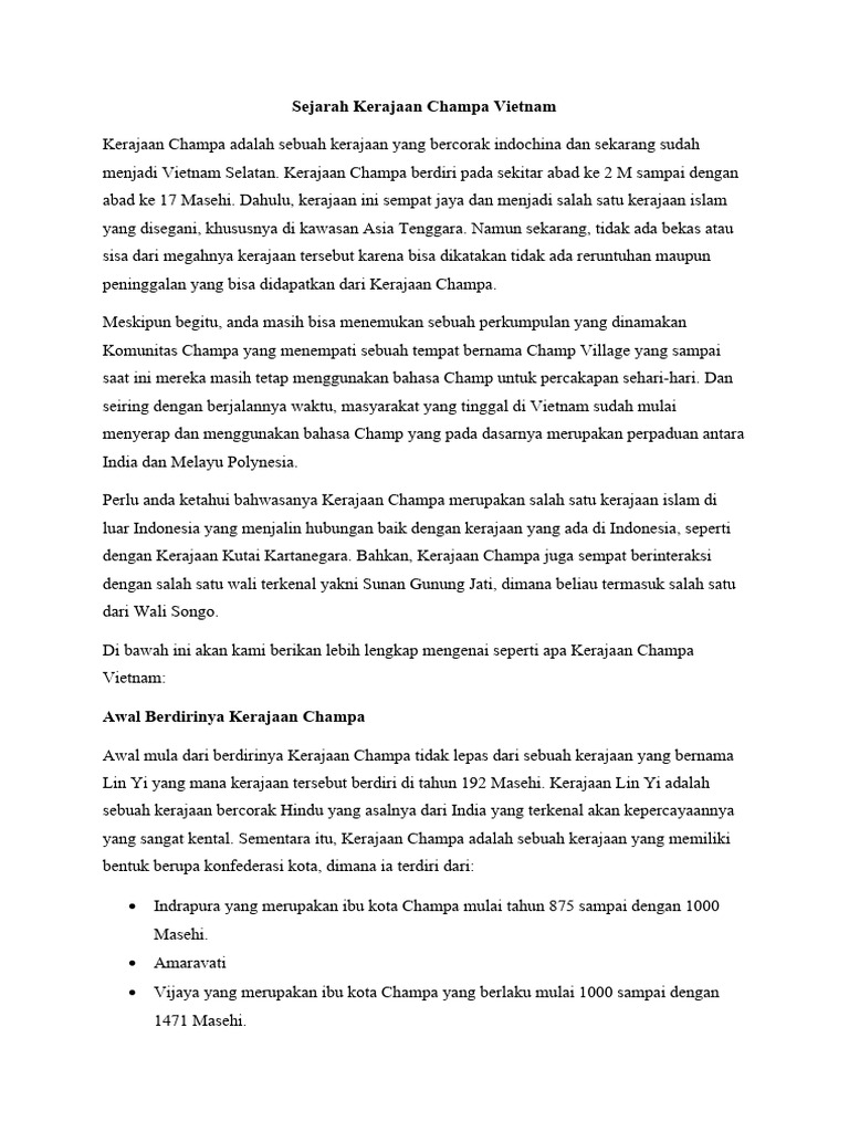 Sejarah Kerajaan Champa Vietnam | PDF | Sejarah | Klasik