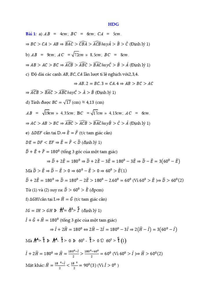 Quan He Giua Goc Va Canh Doi Dien Trong Mot Tam Giac | PDF