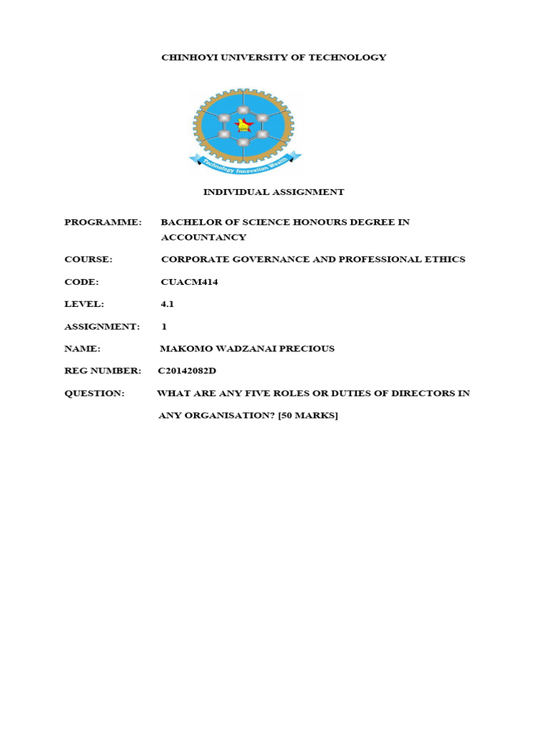 Corporate Governance Assignment 1 | PDF | Corporate Governance | Governance