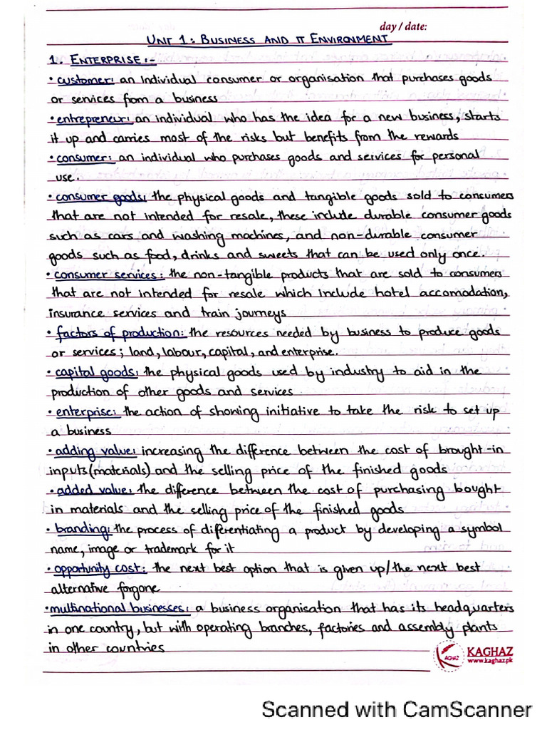 Definitions of Unit 1 | PDF