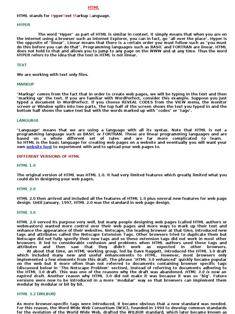 Lesson One Pdf Html Element Xhtml