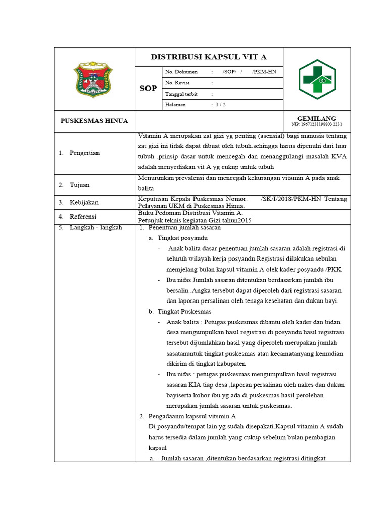 2.6.4.2 Sop Distribusi Vit A | PDF