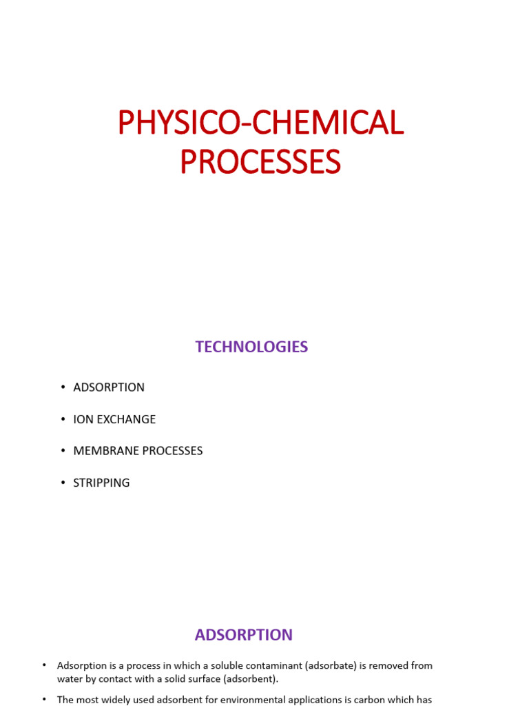 Physico Chemical Processes | PDF | Adsorption | Osmosis