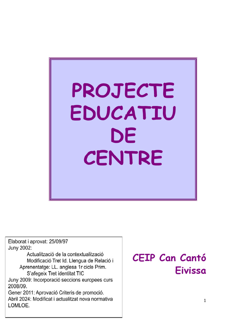 Projecte Educatiu de Centre | PDF