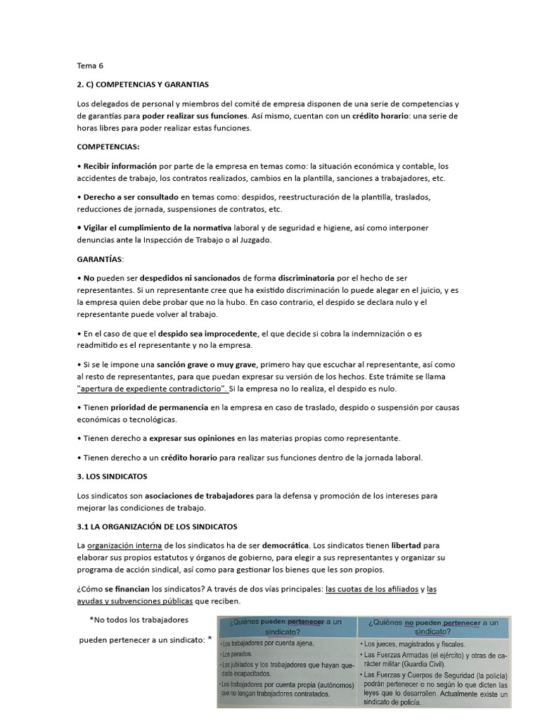 Tema 6 FOL | PDF | Sindicato | Derecho laboral