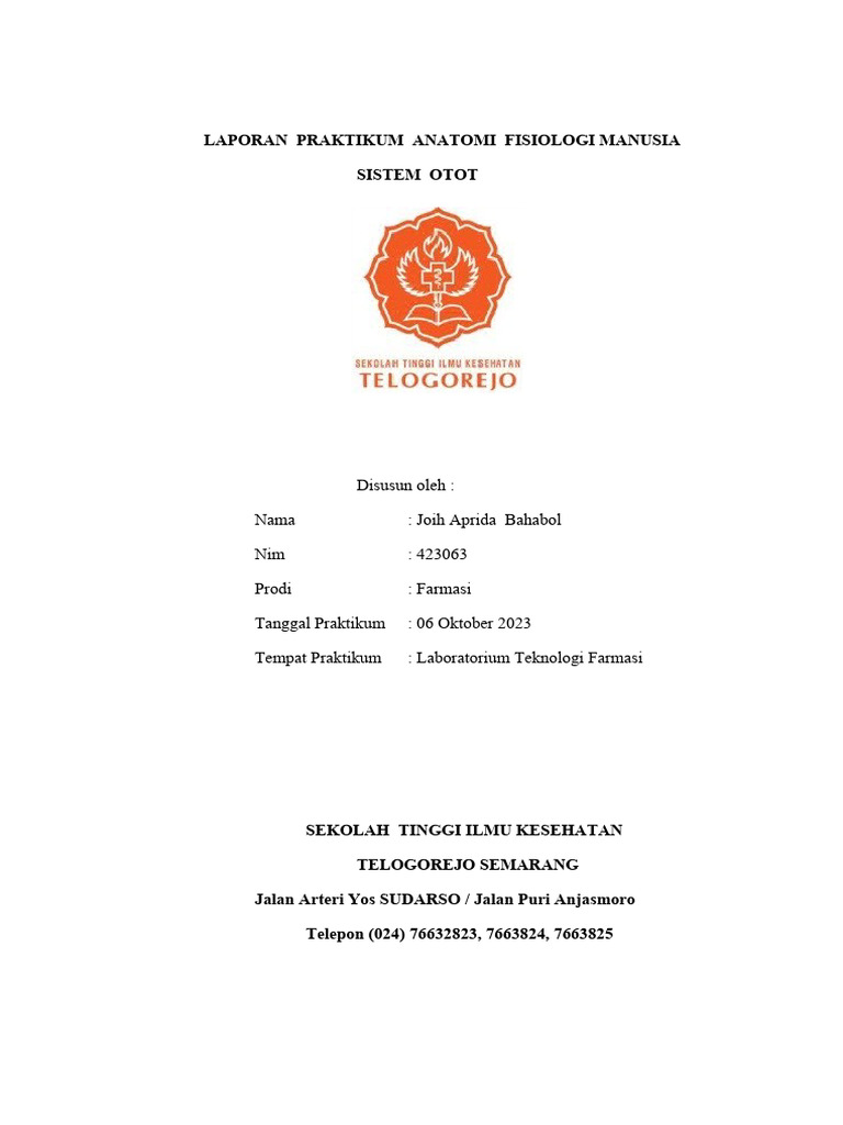 Laporan Praktikum Sistem Otot Manusia Joih Aprida Bahabol | PDF