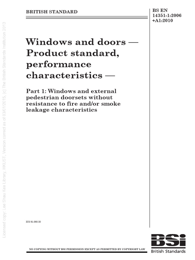 BS EN 14351-1: Windows and Doors Standard | PDF