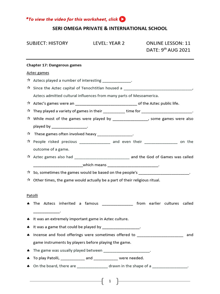 Y2 History Online Lesson 11 | PDF | Games & Activities