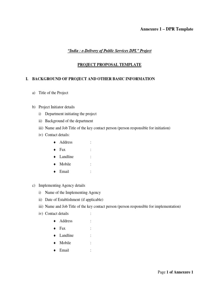 Annexure - DPR Template - World Bank Assited Projects | Download Free ...