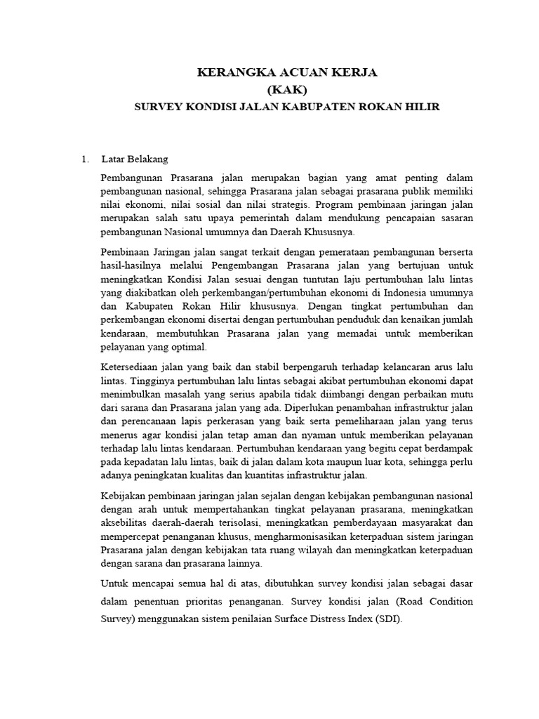 KAK Kondisi Jalan | PDF