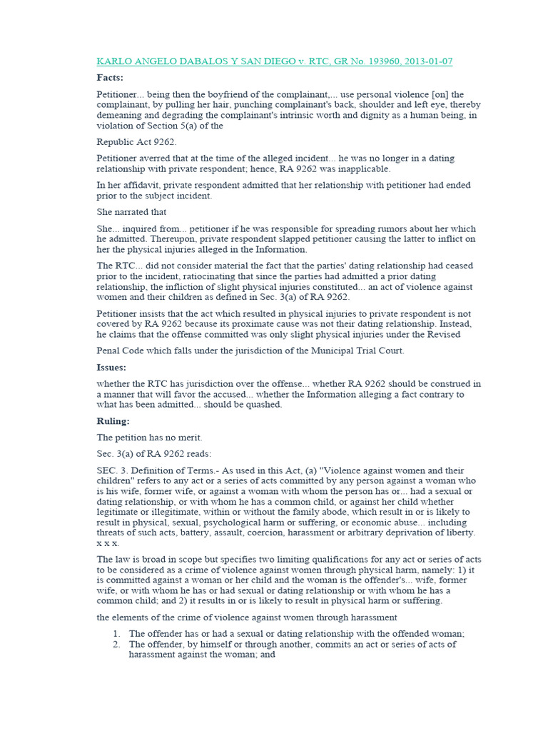 KARLO ANGELO DABALOS Y SAN DIEGO V | PDF | Crimes | Crime & Violence