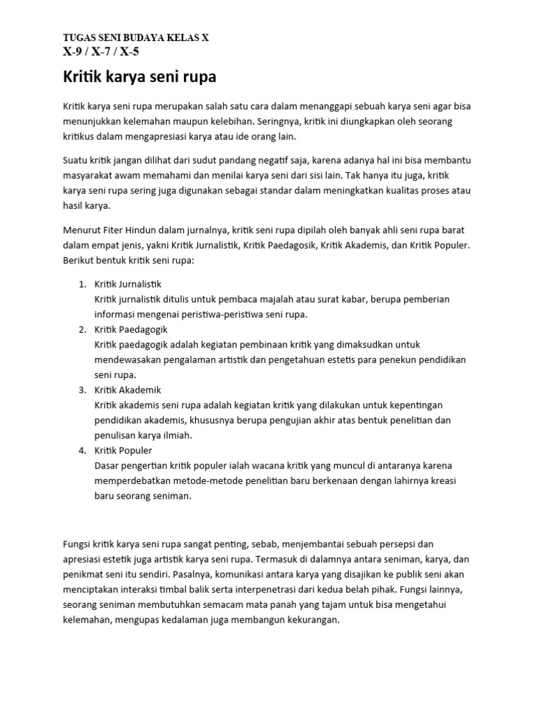 Kritik Karya Seni Rupa | PDF