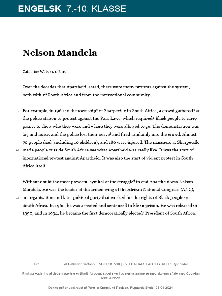 Resistance To Apartheid - The Story of Nelson Mandela: Catherine Watson ...