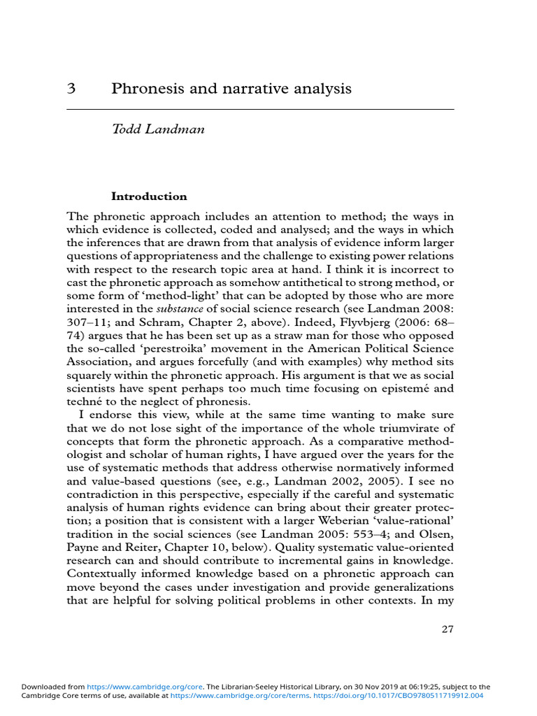 3 Phronesis and Narrative Analysis | PDF | Narrative | Analysis