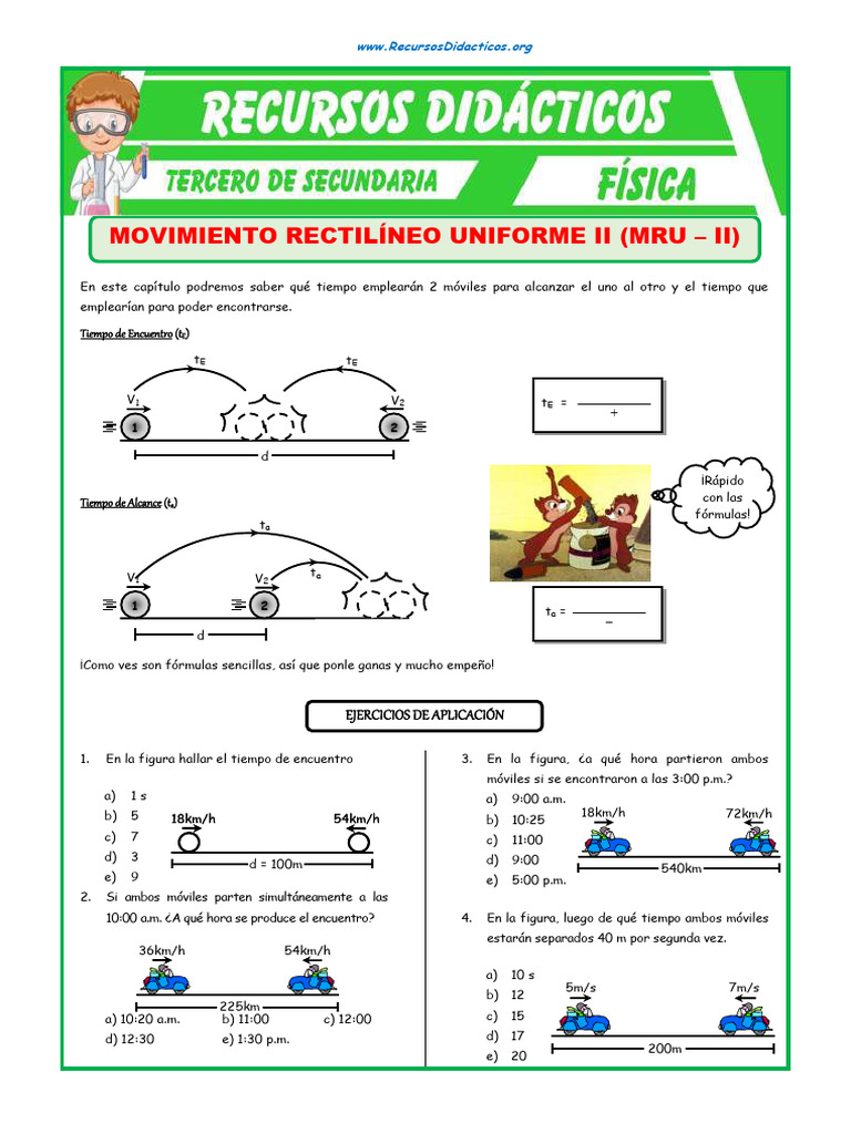 Ejercicios de MRU: Encuentros y Alcances | PDF | Metrología | Tasas ...