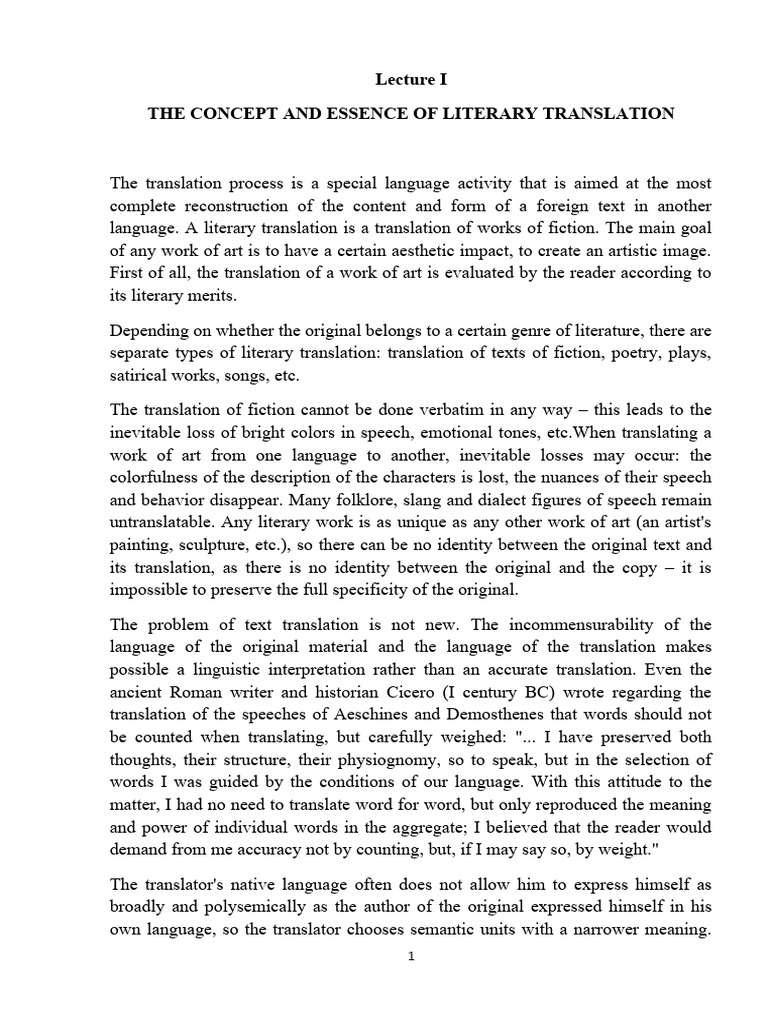 Lecture 1 Pdf Translations Word