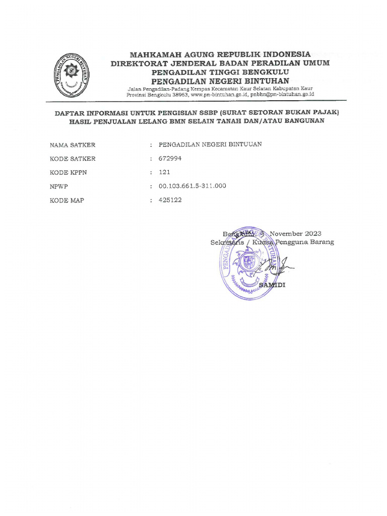 Informasi SSBP | PDF