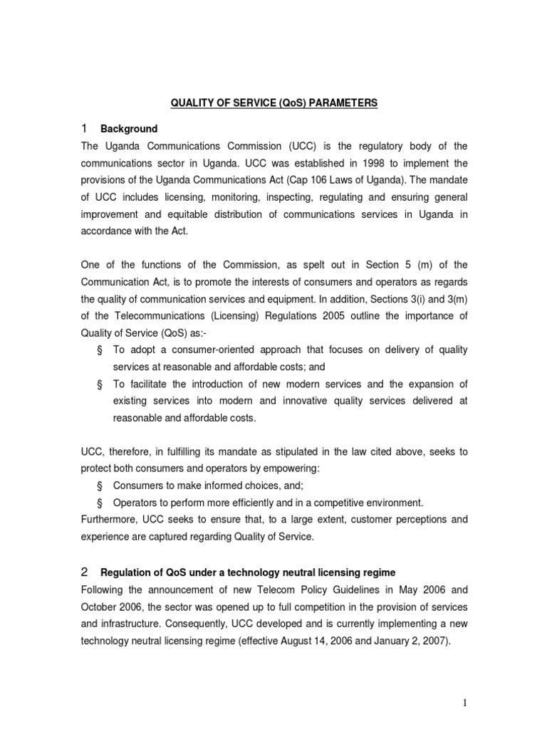 Quality of Service (Qos) Parameters | PDF | Quality Of Service ...