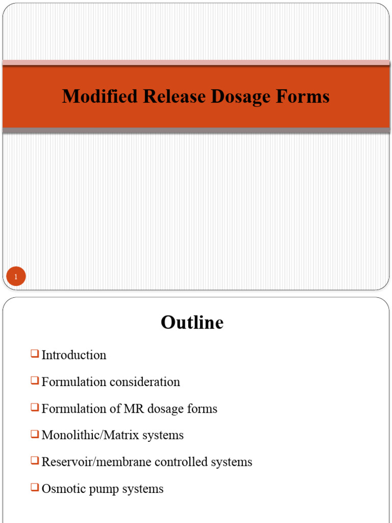 Modified Release Dosage Forms | PDF | Pharmaceutical Formulation | Solubility