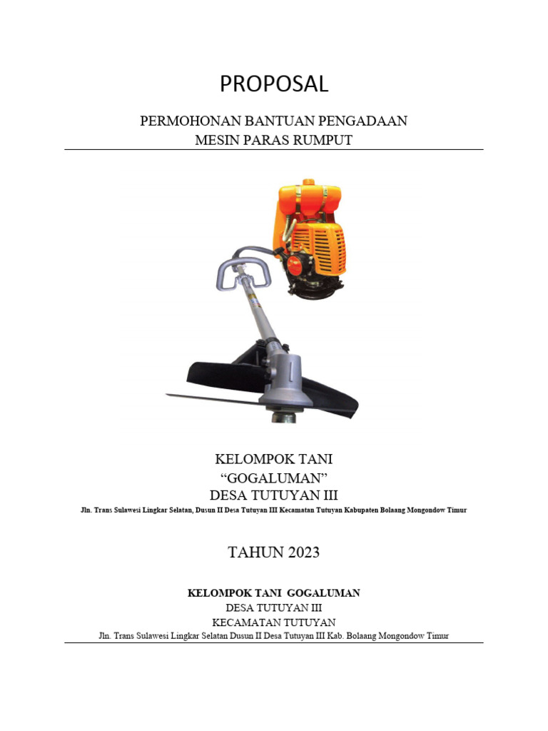Permohonan Alat Pertanian Kelompok Tani | PDF
