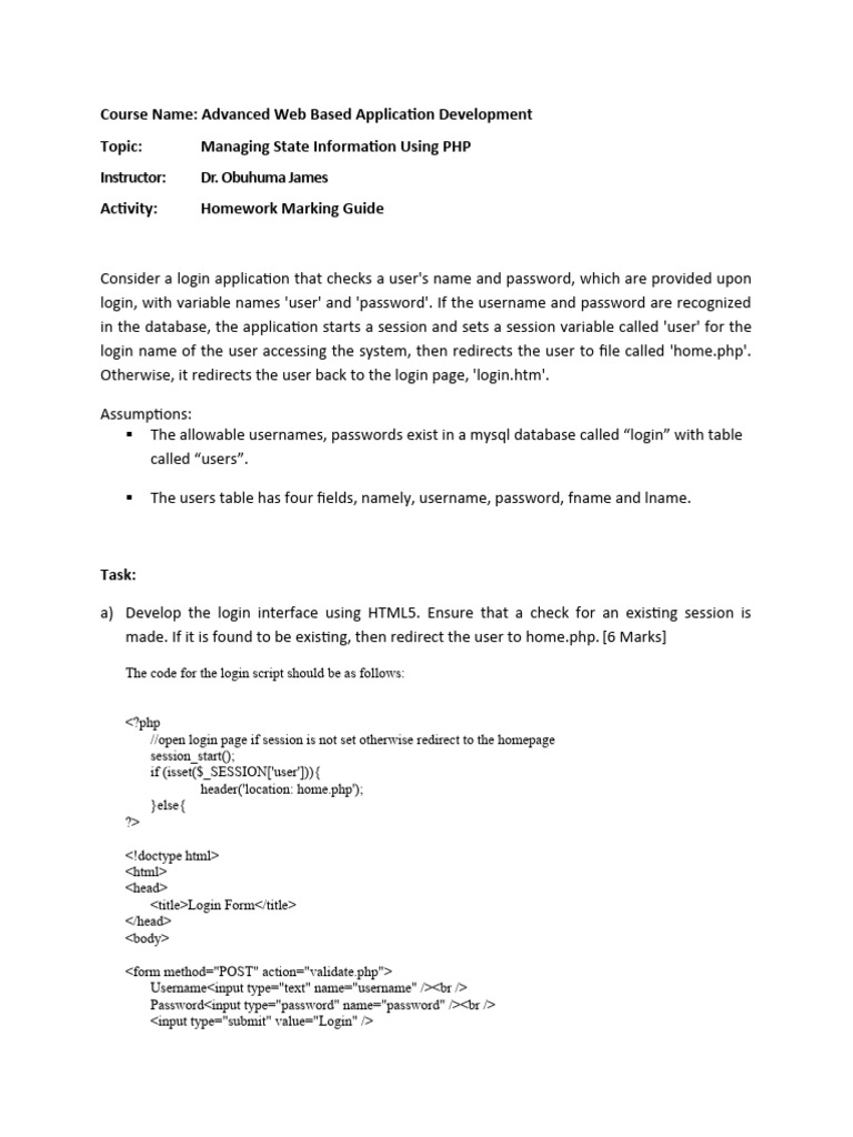 Topic 11 Homework Marking Guide | PDF | Login | User (Computing)