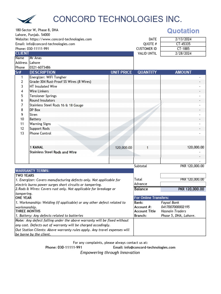Complete Electric Fence - Quotation | PDF | Wire | Manufactured Goods
