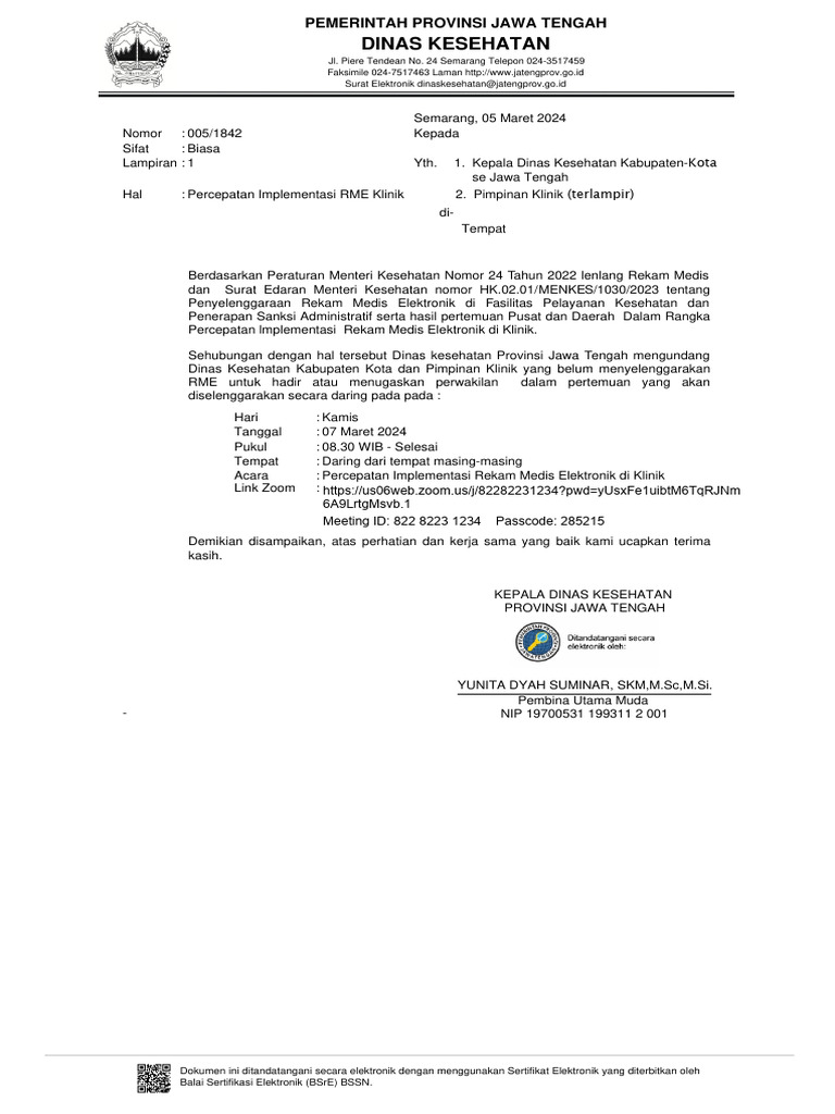 Surat Percepatan Rme Klinik | PDF