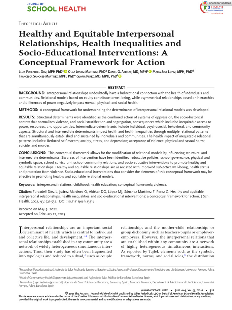 Healthy Relationships and Health Equity Framework | PDF | Violence ...
