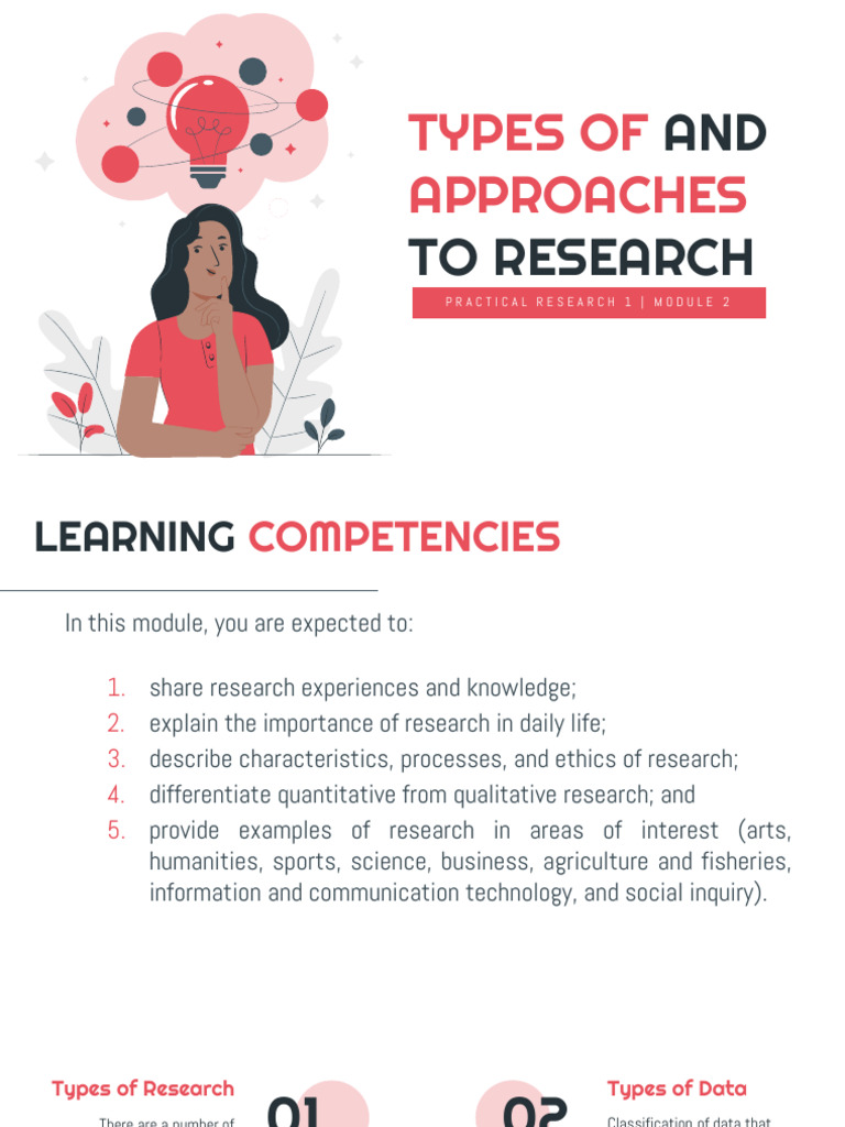 PR1 M2 Types of and Approaches To Research | PDF | Qualitative Research | Quantitative Research