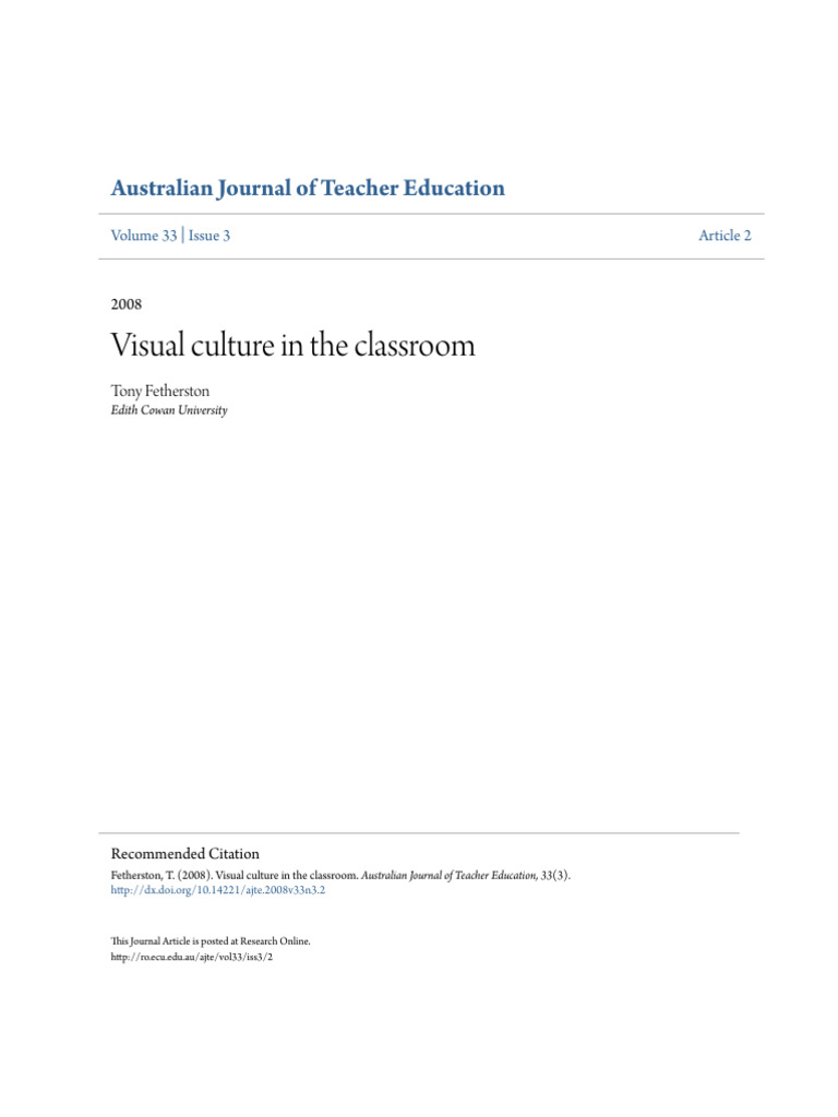 Visual Culture in The Classroom | PDF | Image | Experience
