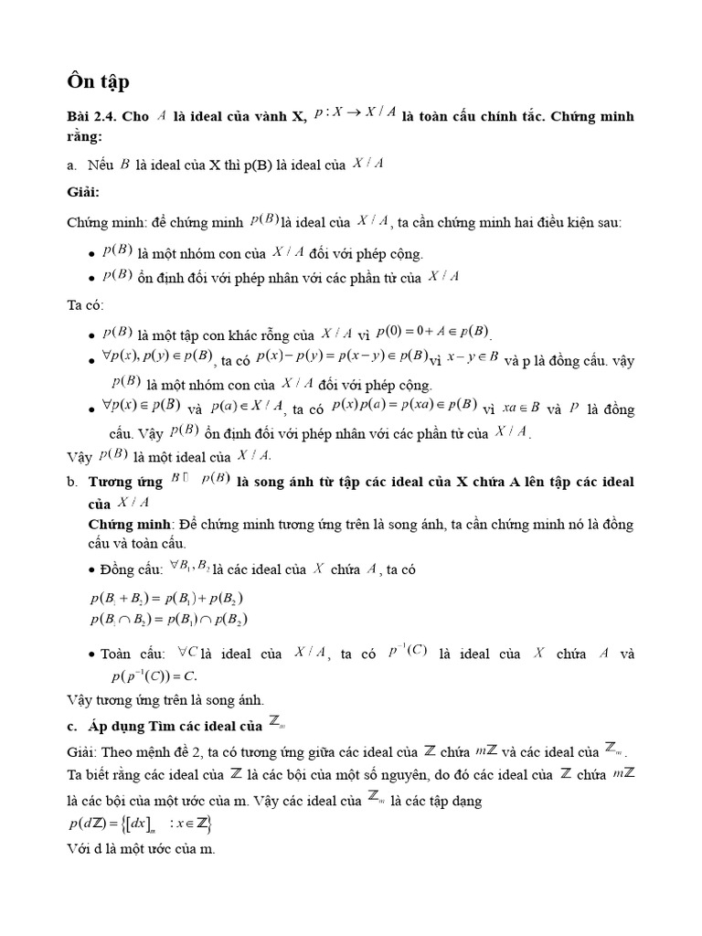 Ôn tập lý thuyết vành | PDF