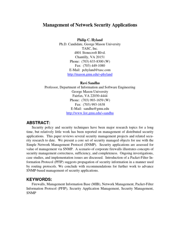 Management of Network Security Application | PDF | Firewall (Computing) | Computer Network