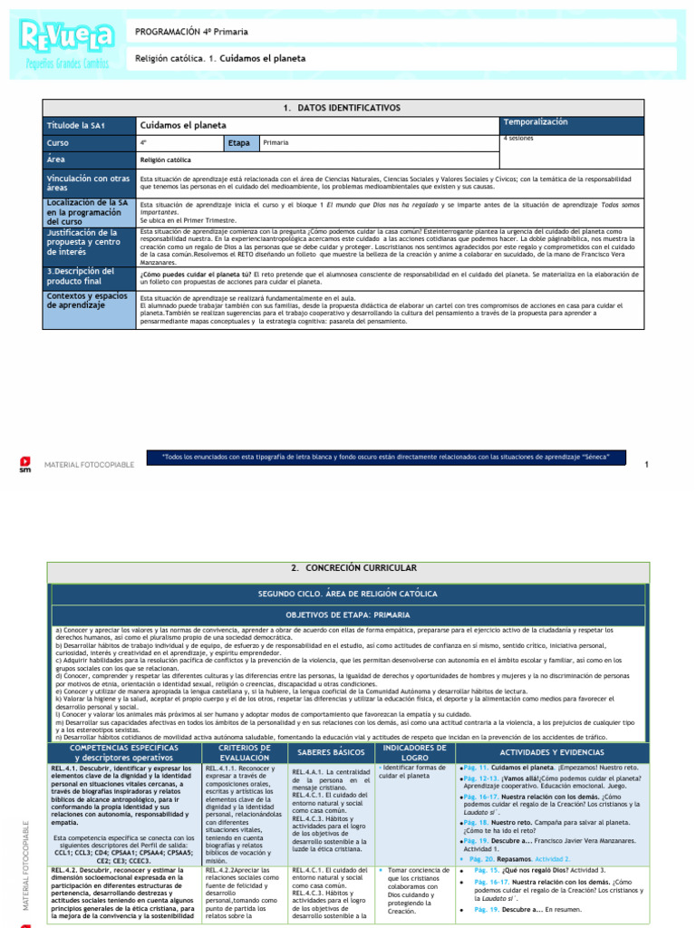 Reli - 4EP - 1 Situación Aprendizaje SM | PDF | Evaluación | Aprendizaje
