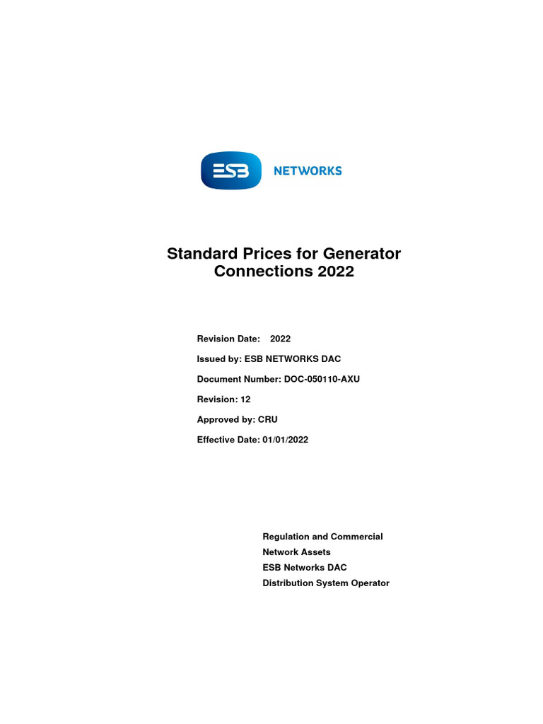 Generator Connection Pricing Guide | PDF | Electrical Substation ...